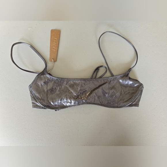 SKIMS | Swim | Nwt Skims Micro Scoop Bikini Top Metallic Swim Womens Sz ...